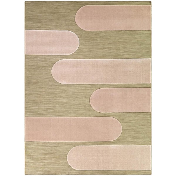 BALTA Acton Pink 5 ft. x 7 ft. Geometric Indoor/Outdoor Area Rug ...