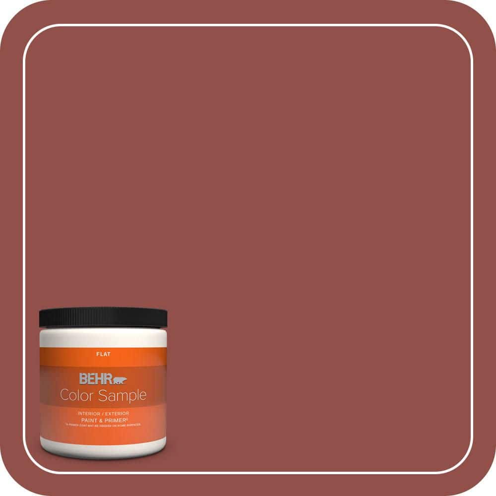 BEHR PREMIUM PLUS 8 oz. #ICC-72 Cinnabar Flat Interior/Exterior Paint ...