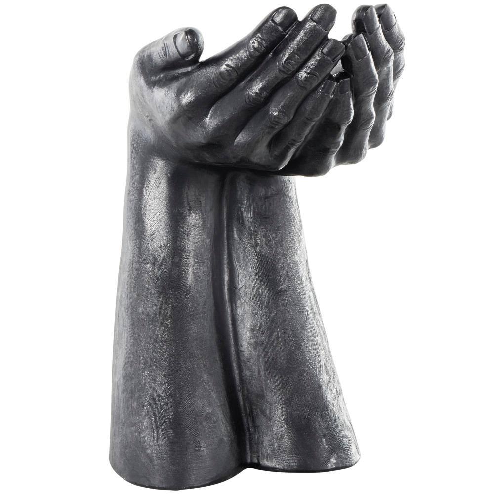 Litton Lane Black Polystone Open Hands Sculpture 045781 - The Home Depot