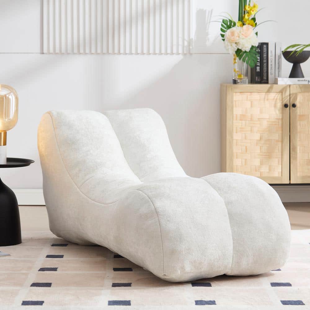 JUJABU 30 in. White Polyester Bean Bag with High-Quality Sponge for ...