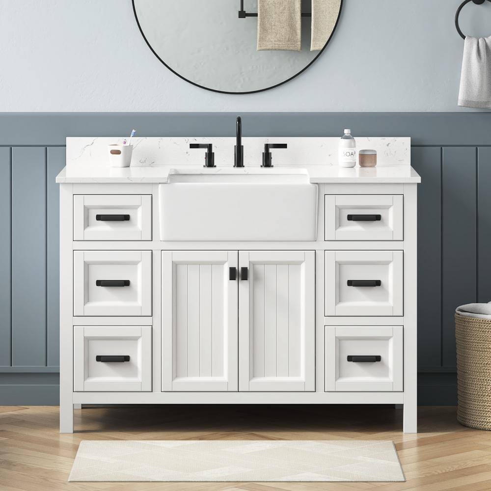 DELUXE DL LIVING Richfield 49 in. Single Sink Freestanding White Bath ...