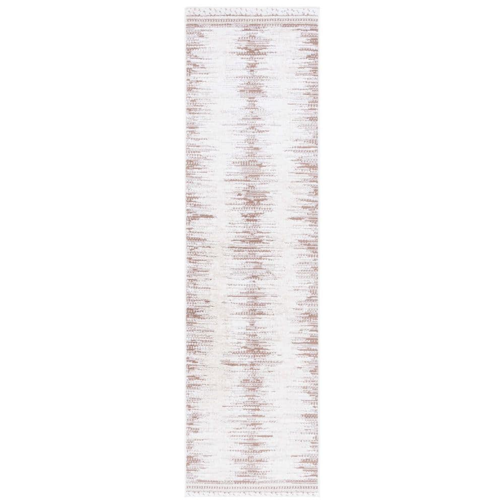 SAFAVIEH Alamo 2 ft. x 8 ft. Taupe/Ivory Horizontal Transitional Runner ...