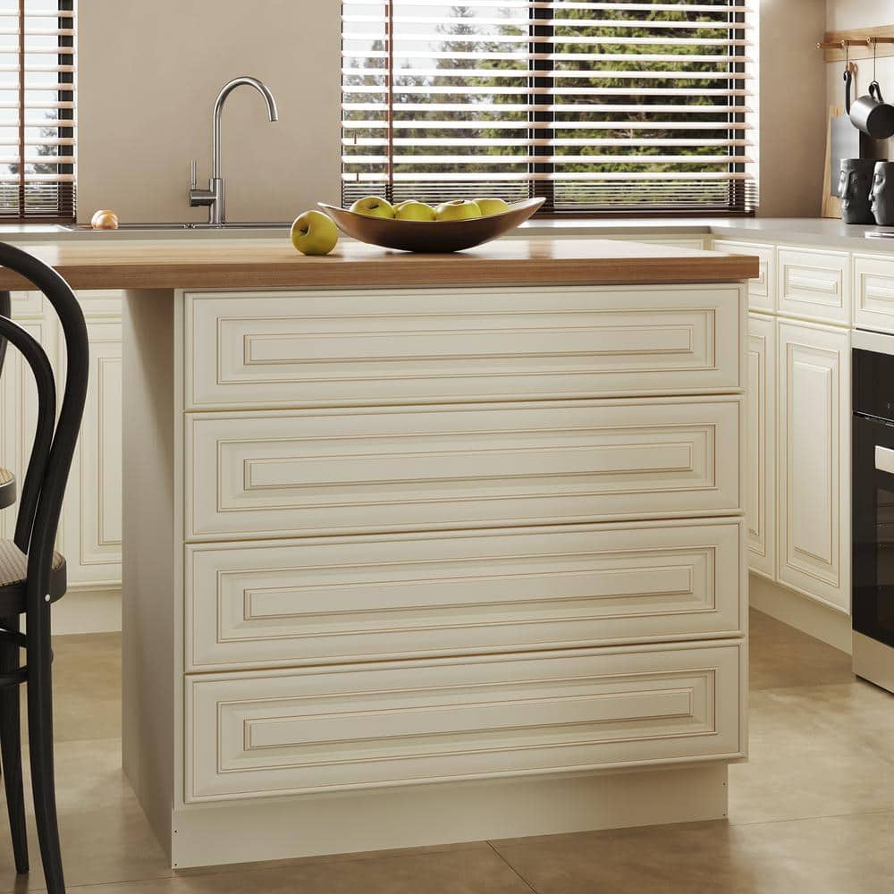 Hausvita 36 in. W x 24 in. D x 34.5 in. H in Cameo White Plywood Ready ...