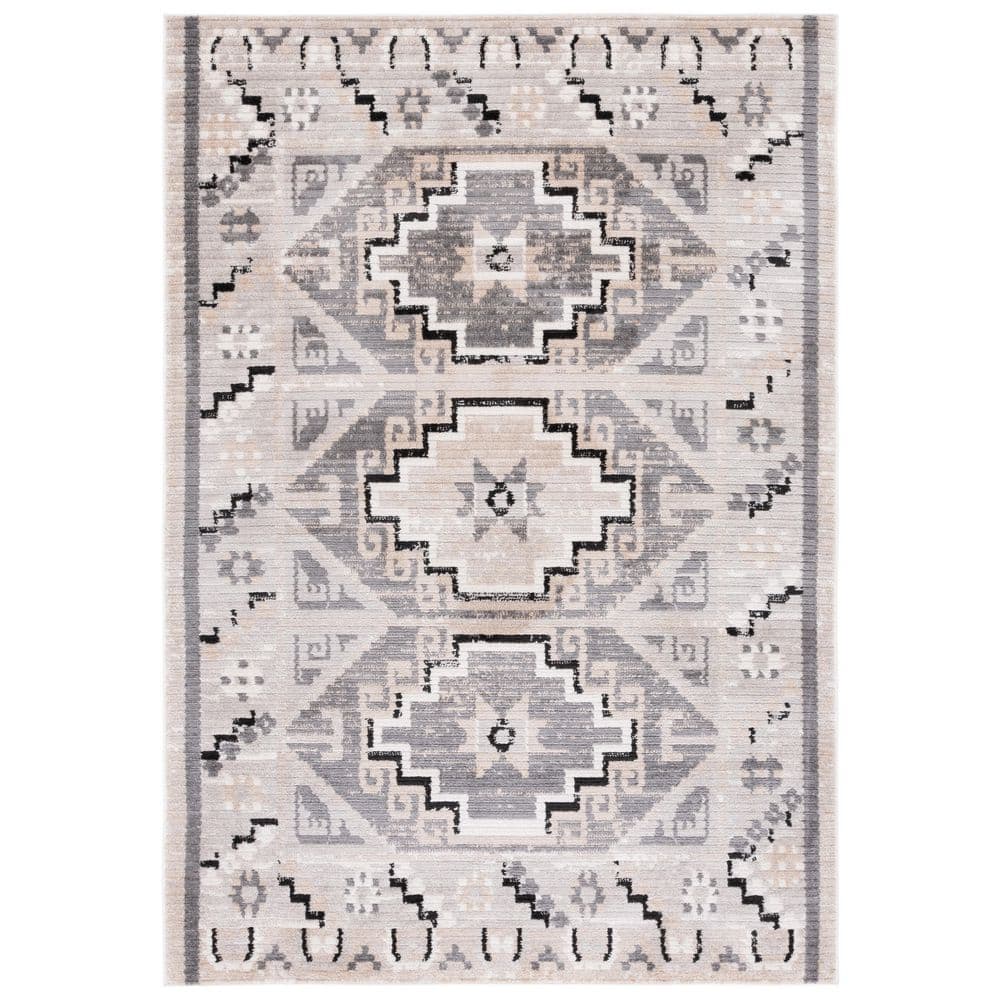 SAFAVIEH Marrakesh 4 ft. x 6 ft. Beige/Gray Aztec Meander Area Rug ...