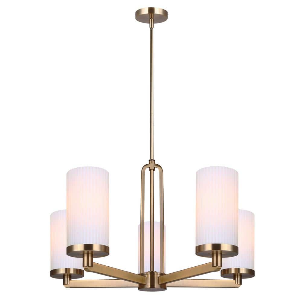 CANARM Kinslea 5-Light Gold Contemporary Chandelier for Dining Rooms ...