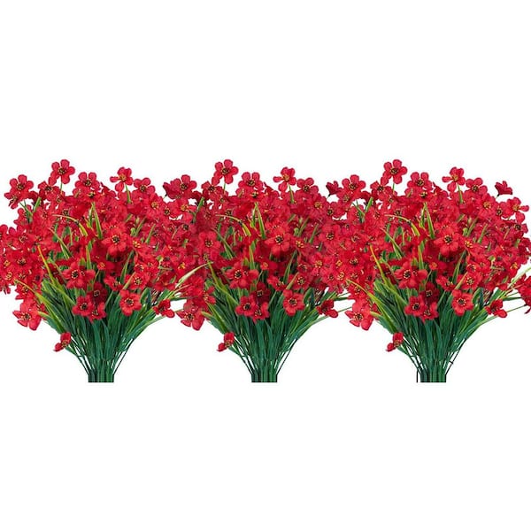 14.17 in. Red Indoor/Outdoor Artificial Orchid Flower, 24 Bundles JO8CJ ...