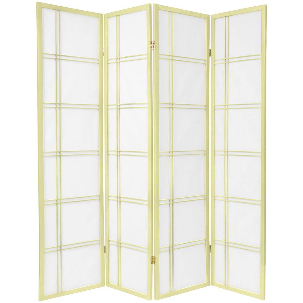 Oriental Furniture 6 ft. Ivory Double Cross 4-Panel Room Divider DCSP ...