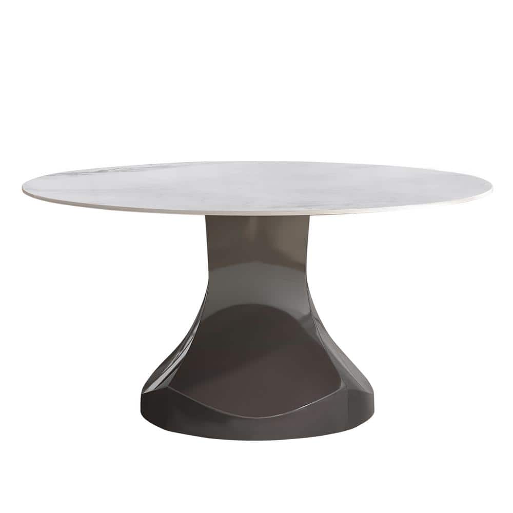 Monland Modern Round White Chanel Rock Stone Tabletop 53.15 in ...
