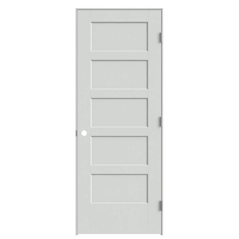 Masonite 24 in. x 80 in. 5-Panel Bayshore Left-Hand Hollow Primed ...