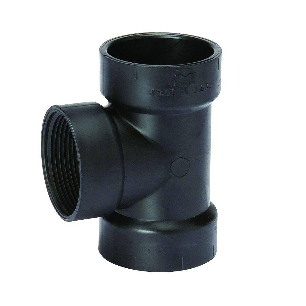 Mueller Streamline 2 in. ABS DWV Hub x Hub x FIPT Test Tee 03414H - The ...