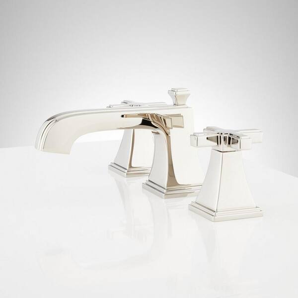 SIGNATURE HARDWARE Lentz 8 in. Widespread Double Handle Bathroom Faucet ...
