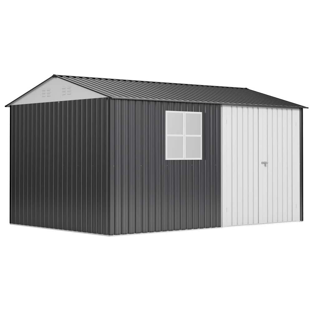 VIWAT 12 ft. W x 8 ft. D Metal Outdoor Storage Shed with Lockable Door ...