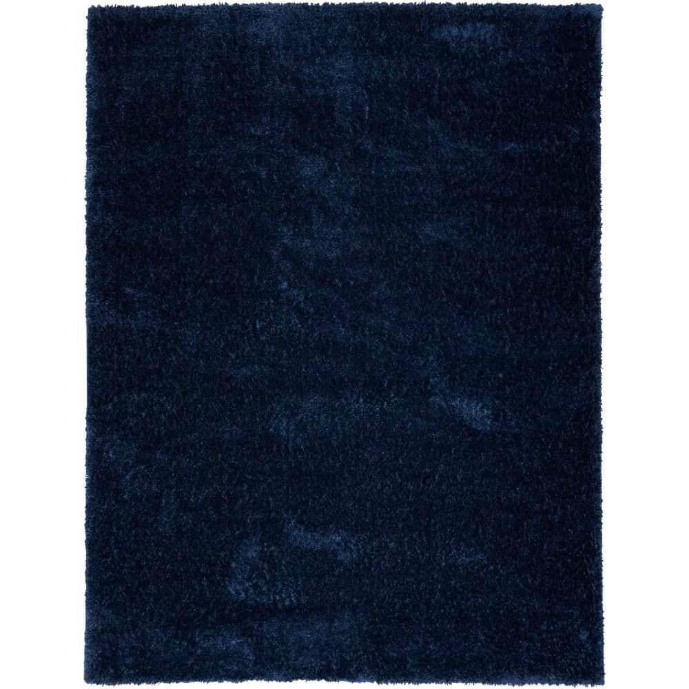 Nourison Pacific Shag Navy 8 ft. x 10 ft. Solid Contemporary Area Rug ...