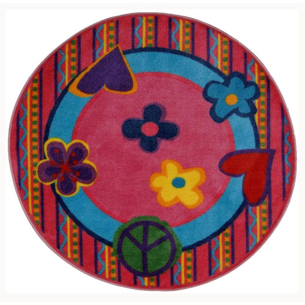LA Rug Fun Time Shape Peace Out 4 ft. Round Area Rug FTS 180 51RD - The ...