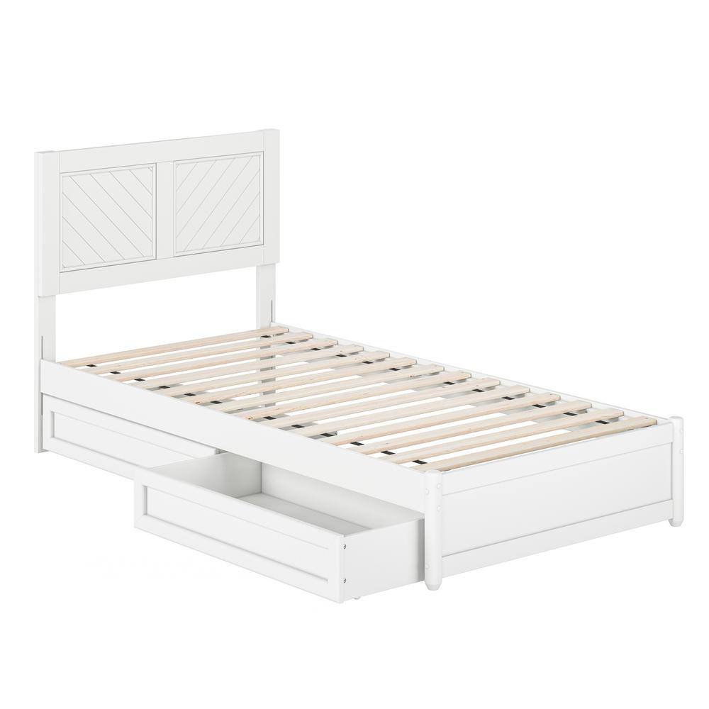 AFI Clayton White Solid Wood Frame Twin XL Platform Bed with Panel ...