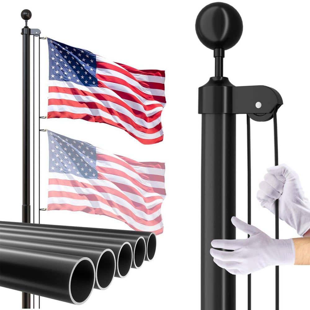 MOEPISY 14 Gauge Flag Pole for Outside In Ground, 16 FT Heavy Duty ...