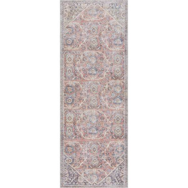 HAUTELOOM Konstantina 3 ft. X 7 ft. Peach, Pink, Mustard, Red, Beige ...