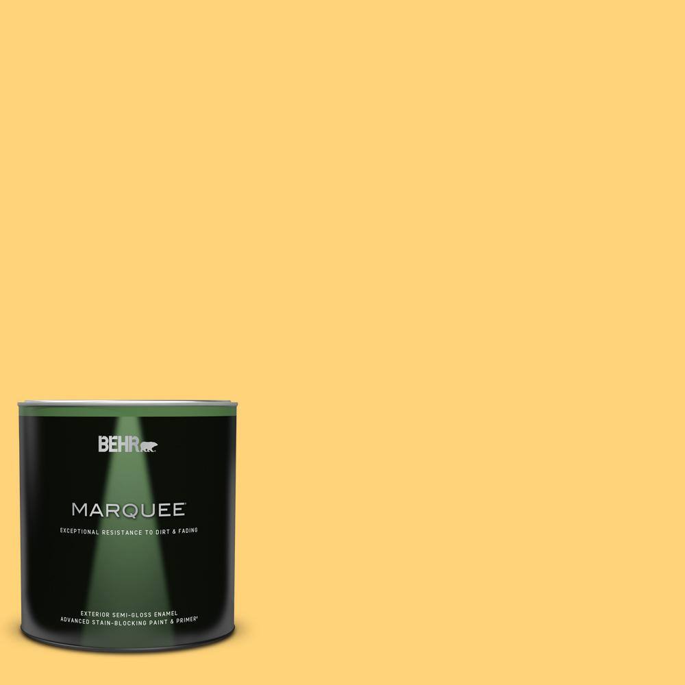 BEHR MARQUEE 1 qt. #P260-5 Yellow Jubilee Semi-Gloss Enamel Exterior ...