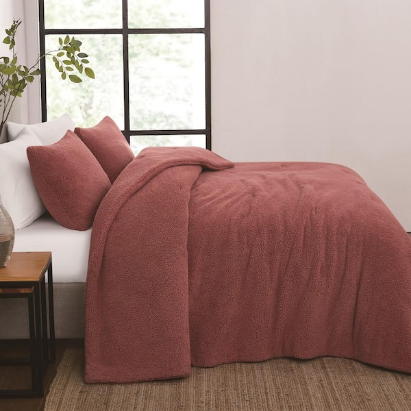 Brooklyn Loom Oversized Marshmallow Sherpa Polyester Dusty Rose 3 Piece Queen Comforter Set CS6025DRQNOS 00
