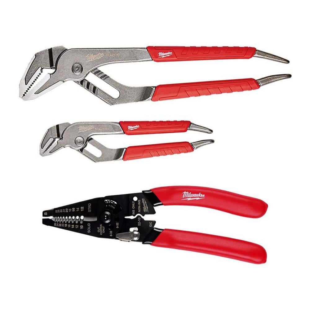 Milwaukee 6 in. and 10 in. Straight-Jaw Pliers Set 10-28 AWG Multi ...