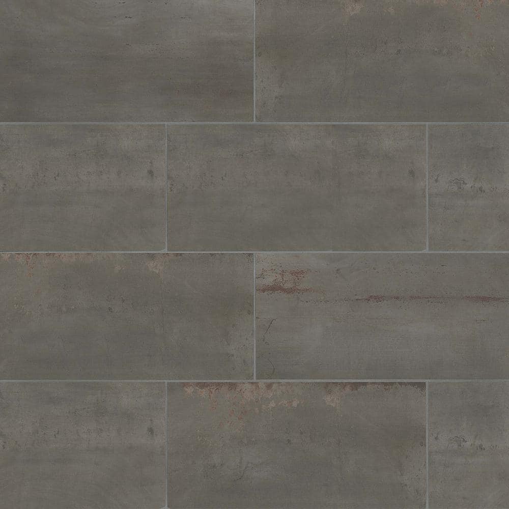 Bedrosians Rebel 12 in. x 24 in. Matte Lead Porcelain Metal Look Floor ...