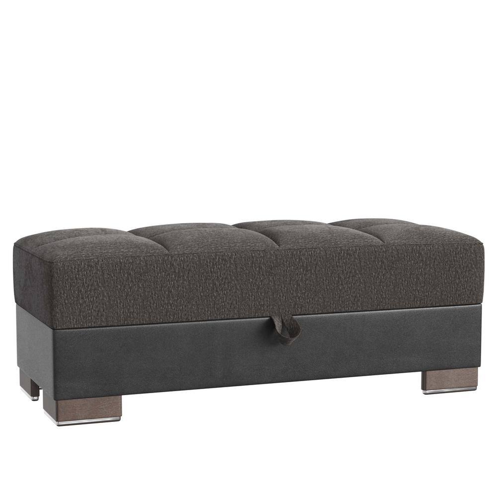 Ottomanson Basics Air Collection Gray/Black Ottoman With Storage BSC ...