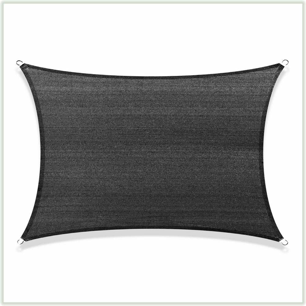 COLOURTREE 21 ft. x 10 ft. 190 GSM Black Rectangle Sun Shade Sail ...