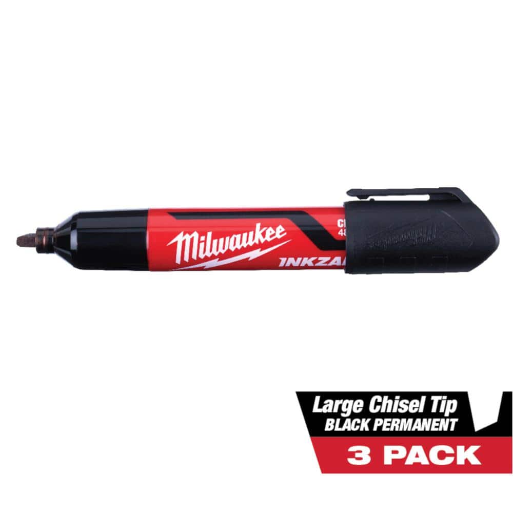 Milwaukee INKZALL Black Large Chisel Tip Jobsite Permanent Marker (3 ...