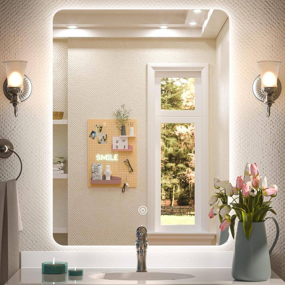 Sxiawe 30 in. W x 40 in. H Rectangular Frameless LED Adjustable Backlit ...