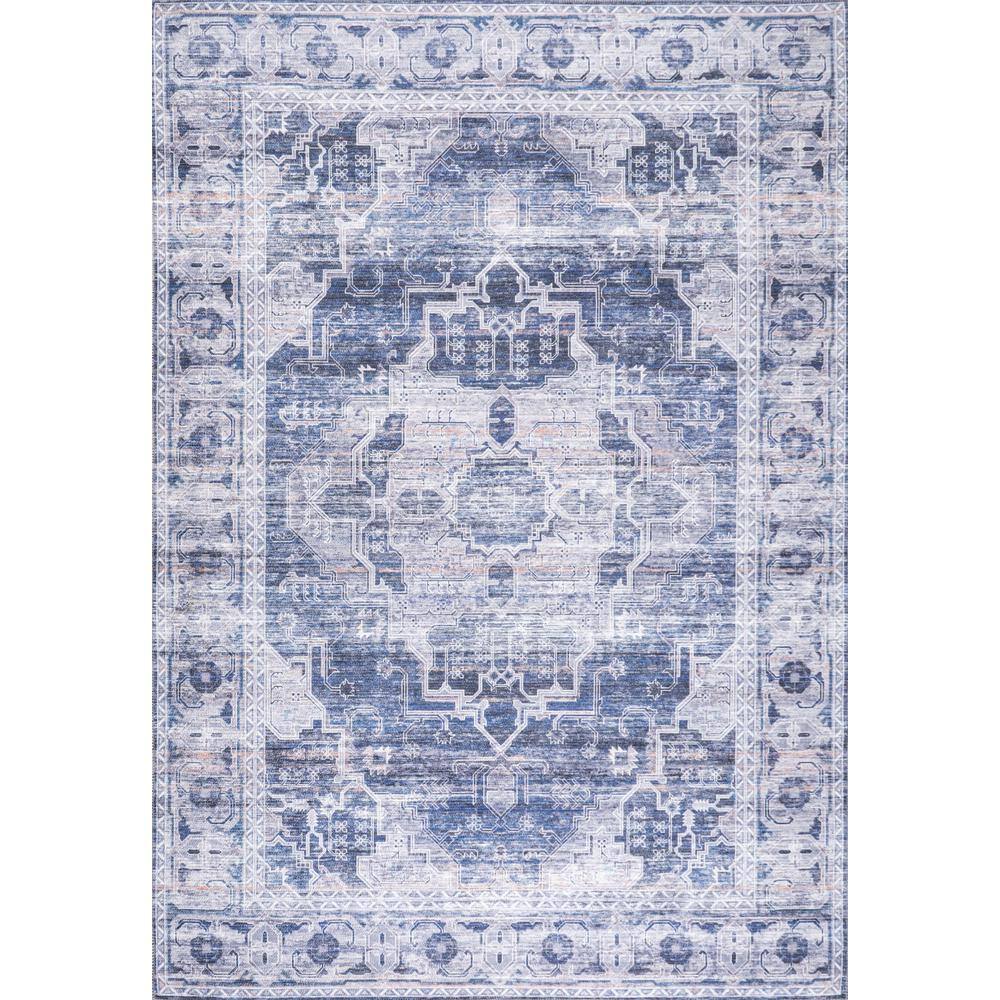 JONATHAN Y Alanya Ornate Navy/Cream 5 ft. x 8 ft. Medallion Machine ...