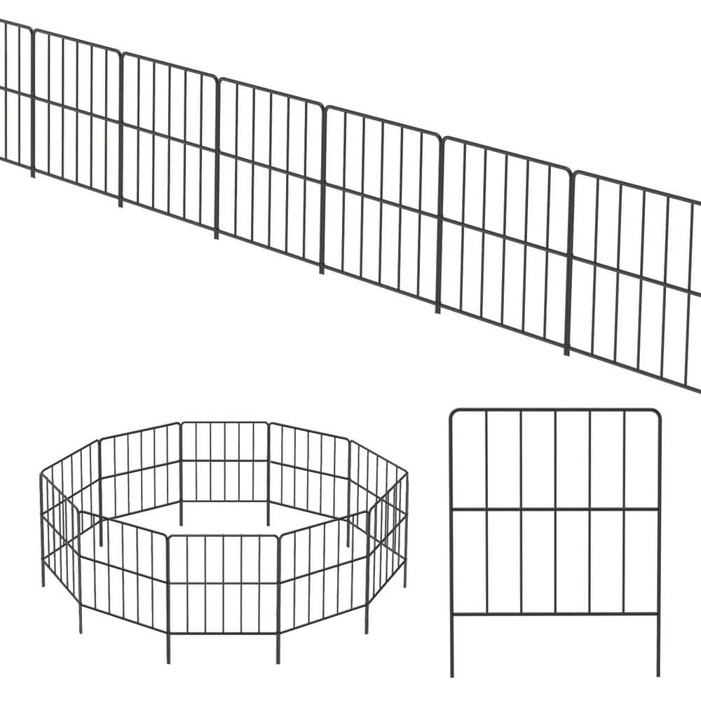 Oumilen 47 ft. L x 16.5 in. H Garden Fence, No Dig Rustproof Metal Wire ...