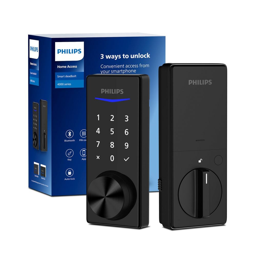 Philips Matte Black Bluetooth Touchscreen Smart Deadbolt (Works with Many Smart Devices ...