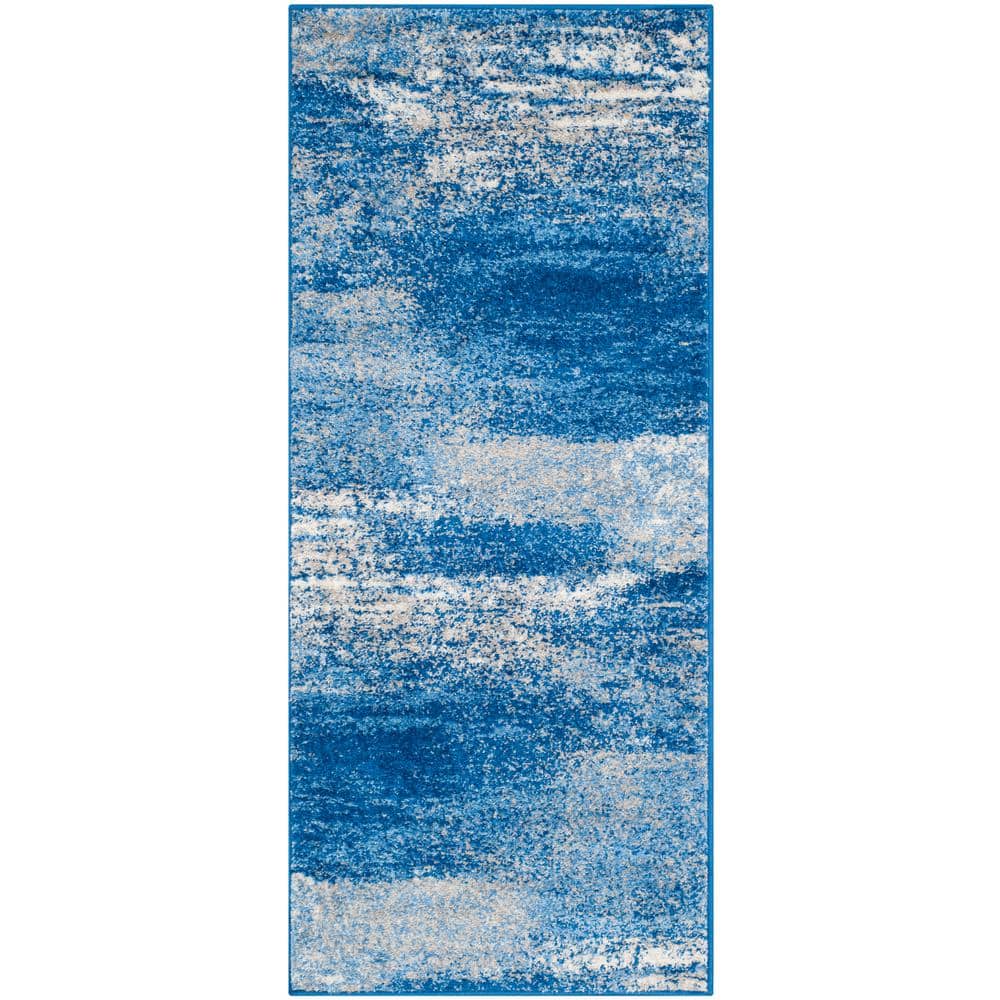 SAFAVIEH Adirondack Silver/Blue 3 ft. x 6 ft. Solid Runner Rug ADR112F ...