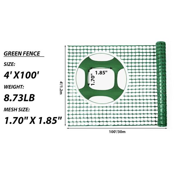 Angel Sar 4 ft. x 100 ft. Plastic Mesh Fence, Roll with 100 Zip Ties ...