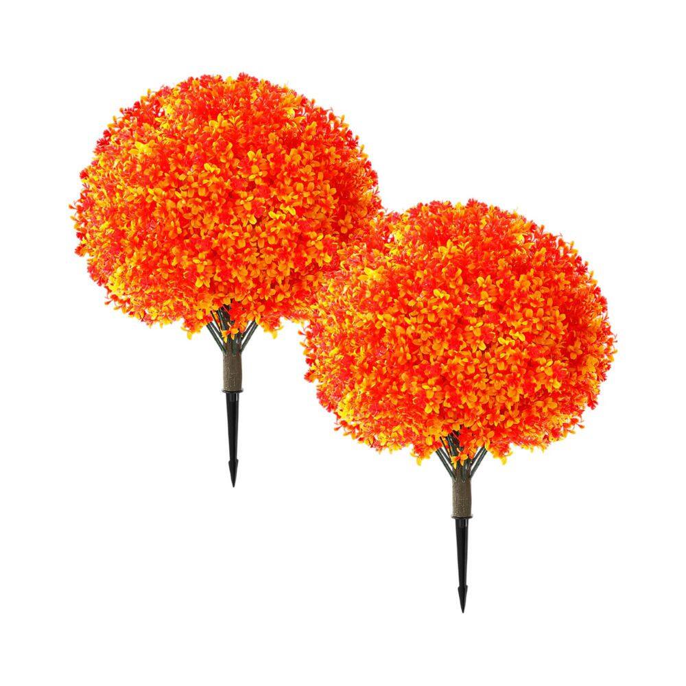 27 ft. Artificial Boxwood Topiary Ball Tree Fall Dark Orange UV ...
