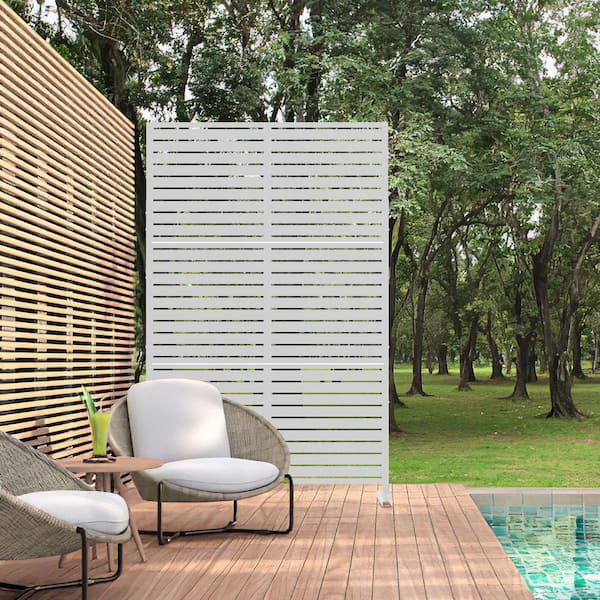 PexFix 72 in. x 47 in. White Outdoor Metal Galvanized Privacy Screen ...
