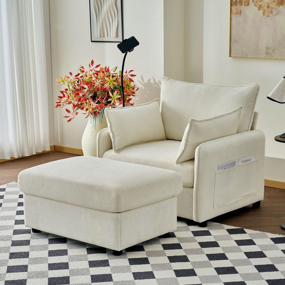 Noble House Estelle Beige Fabric Upholstered Chaise Lounge with Movable ...