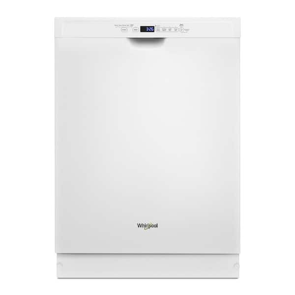 Whirlpool 24 in. White Front Control Built-In Tall Tub Dishwasher with ...