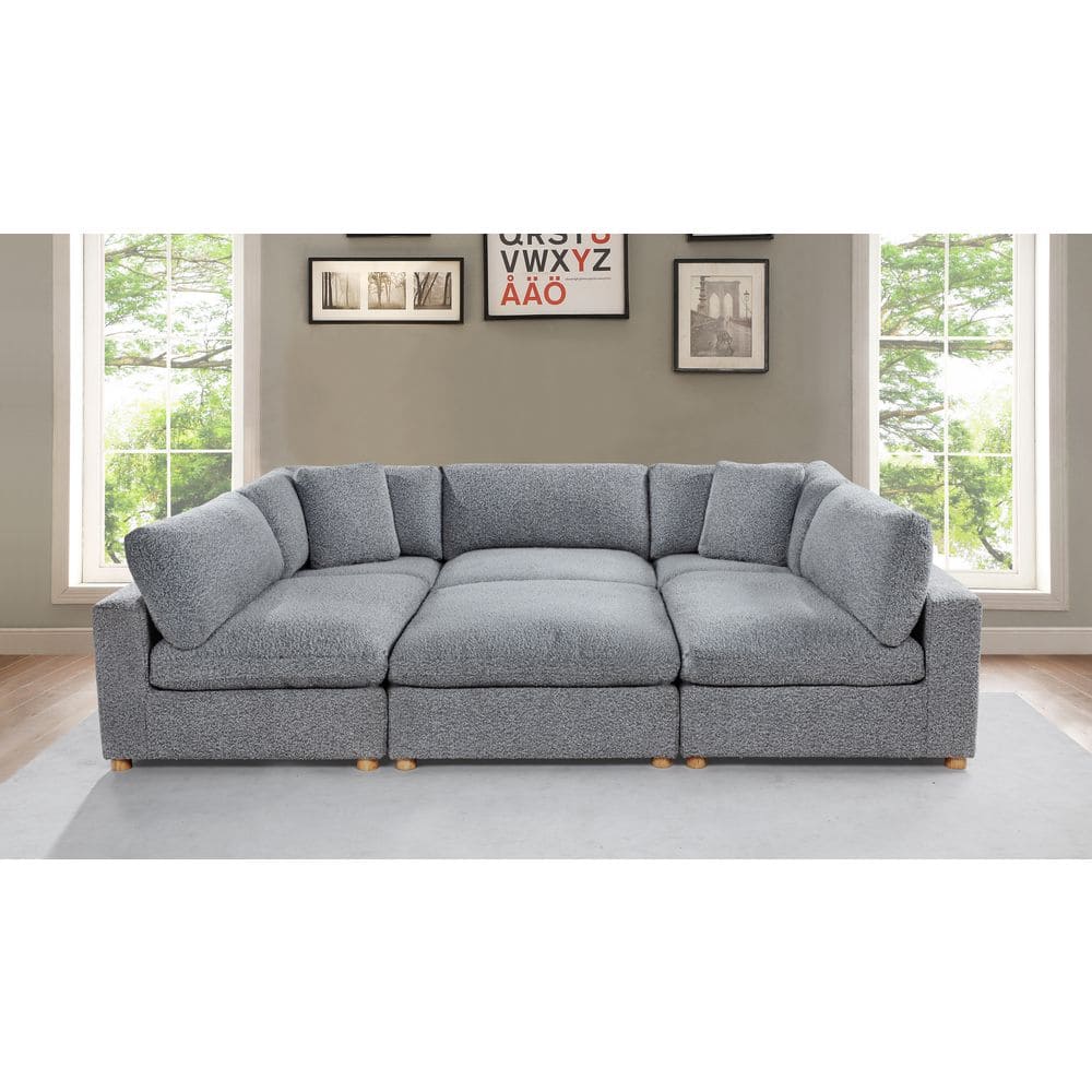 Best Quality Furniture Dexter 80 in. W Straight Arm 6-Piece Boucle ...