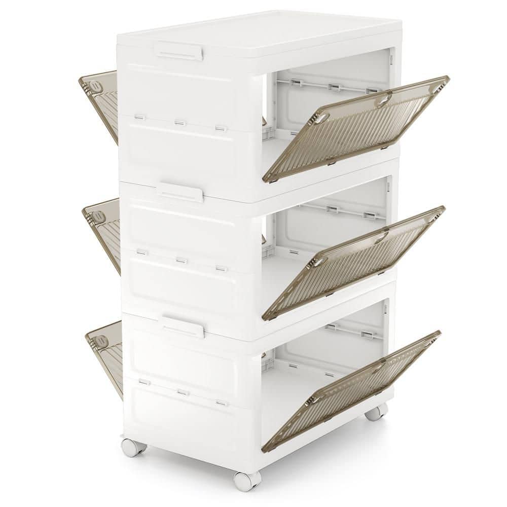 Costway 4-Tier Stackable Storage Bins 44-Gal. Collapsible Storage Boxes ...