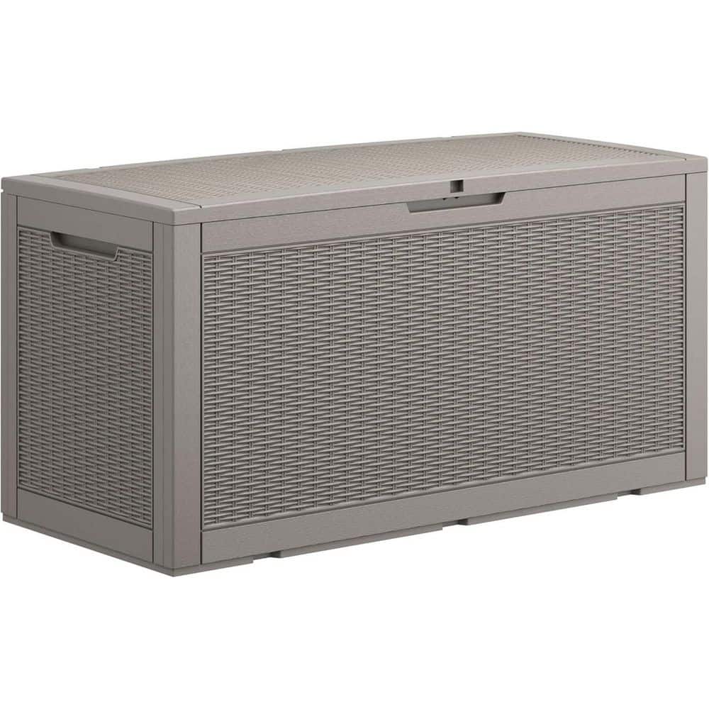 LuckByte 100 Gal. Resin Deck Box Outdoor Storage Box with high ...
