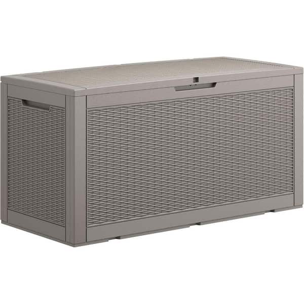 Reviews for Neviorone 100 Gal. Large Light Brown Wicker Resin Deck Box ...