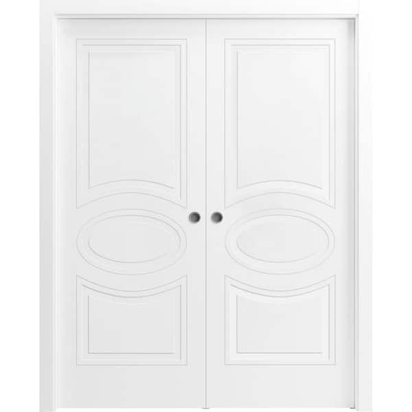 VDOMDOORS Assemble Required 56 in. x 84 in. 2-Panel Nordic White ...