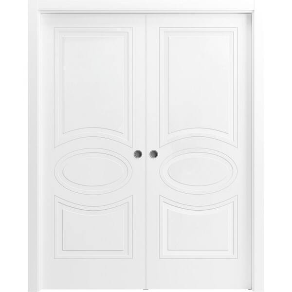 VDOMDOORS 84 in. x 96 in. 2 Panel Painted White Finished Solid MDF ...