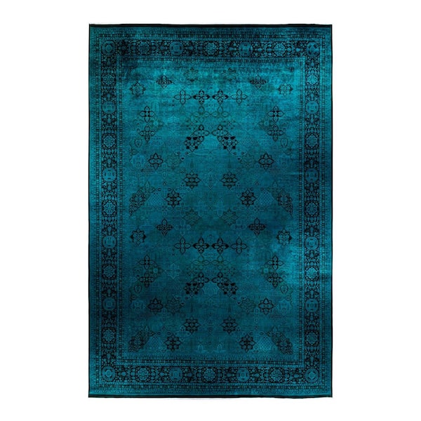 Chloe & Olivia Home Overdyed Blue 12 ft. x 18 ft. Solid Wool Indoor ...