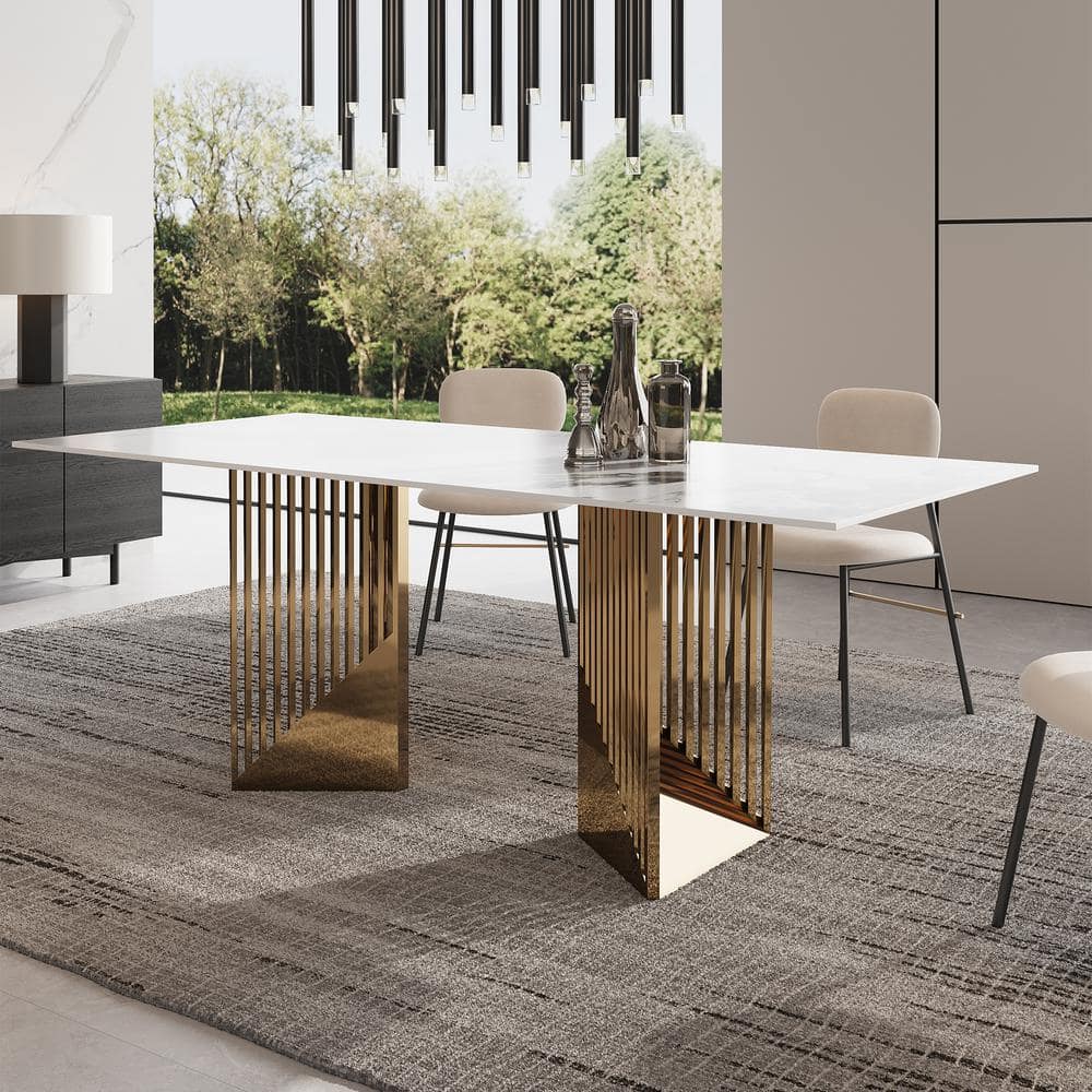 Monland Modern Rectangle White Patek Philippe Stone Tabletop 62.99 in ...