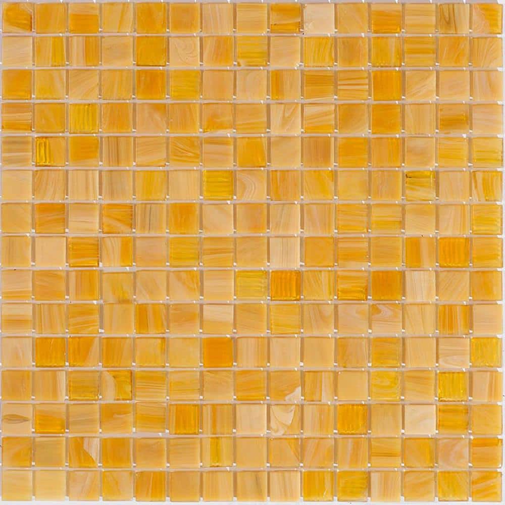 Apollo Tile Celestial Glossy Apricot Beige 12 in. x 12 in. Glass Mosaic ...
