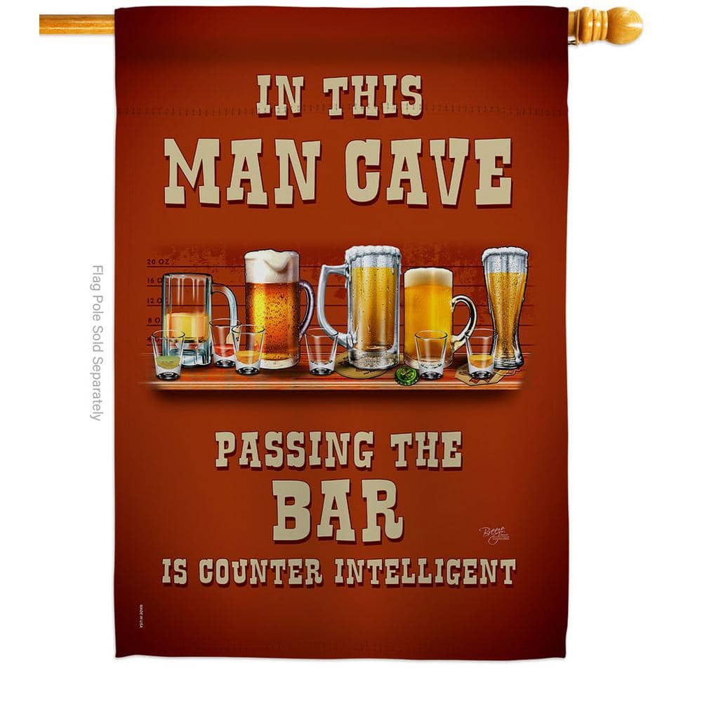 Breeze Decor 28 in. x 40 in. Man Cave Passing the Bar Humor House Flag ...