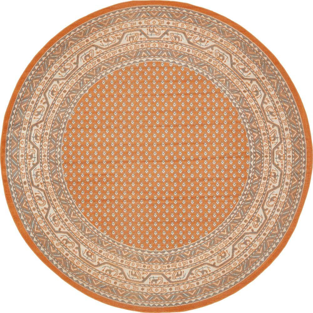 Unique Loom Williamsburg Allover Orange 8' 0 x 8' 0 Round Rug 3129538 ...