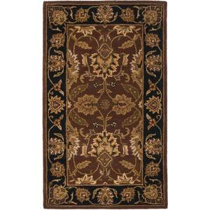 SAFAVIEH Classic Rust/Black 4 ft. x 4 ft. Round Border Area Rug CL239C ...